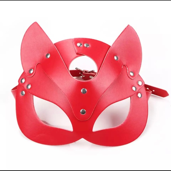 Unlisted | Accessories | Red Leather Cat Ear Masquerade Mask | Poshmark